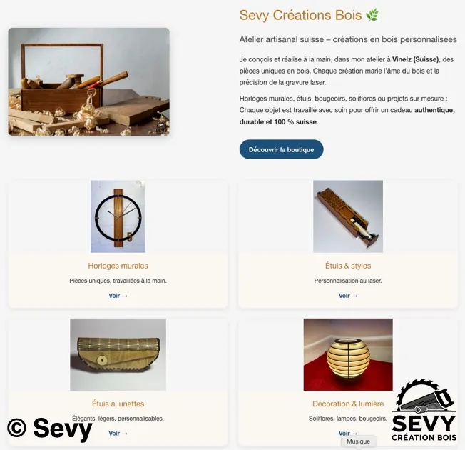 Sevy Créations Bois – Atelier bois artisanal suisse